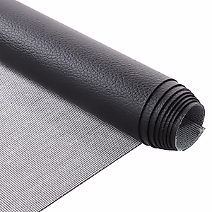 Car Elements Vinyl Leather Fabric Marine Waterproof Material 55" W×36" L Upholstery Synthetic Leather Sheets 0.6mm Thick Anti-UV,Non-Peeling for Car Furniture Sofa Boat Replacement Renovate, Black