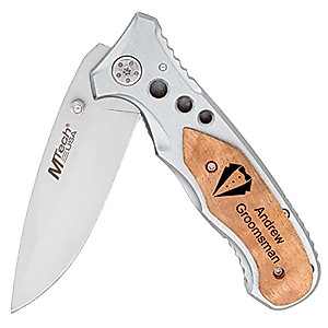 Palmetto Wood Shop Gifts For Him, Laser Engraved Personalized Pocket Knife, Gifts for Husband, Dads, Fathers Day, Valentines, Christmas, Choose from 30 Optional Icons