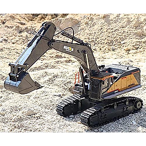Gemini&Genius Excavator Toy for Kids, Metal Construction Vehicle Track Excavator Toy 1/50 Digger Vehicle Toy, Multi-Articular Movable Excavator Arm and 360 Degree Rotate Cab Truck Toy for Kids