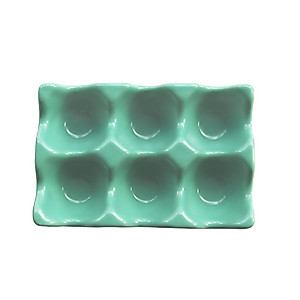Bealuffe Ceramic Egg Holder Egg Tray Porcelain Fresh Egg Holder for Fridge Countertop Kitchen Storage Half Dozen 6 Cups