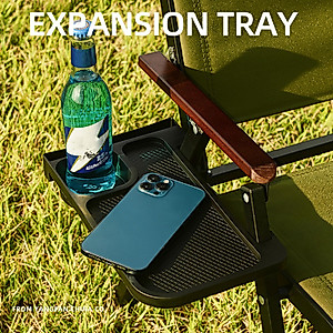 hatleues Camping Chair Side Table Tray with Cup Holder Outdoor Gravity Chair Tray Snack Organizer Camping Accessories Black