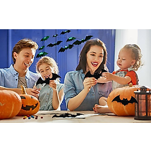 DIYASY Bats Halloween Decoration, Glow in The Dark Bats Wall Decor Large Light up Bats Led 3D Bats Plastic Sticky Bat Cutouts for Outside Home Outdoor Indoor Yard Decorative Decals