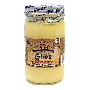 Rani Ghee Pure & Natural from Grass Fed Cows (Clarified Butter) 8oz (227g) ~ Glass Jar | Paleo Friendly | Keto Friendly | Gluten Free | Product of USA