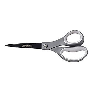 Fiskars 1541301001 Non-Stick Titanium Softgrip Scissors, 8" Length, 3 1/10" Cut