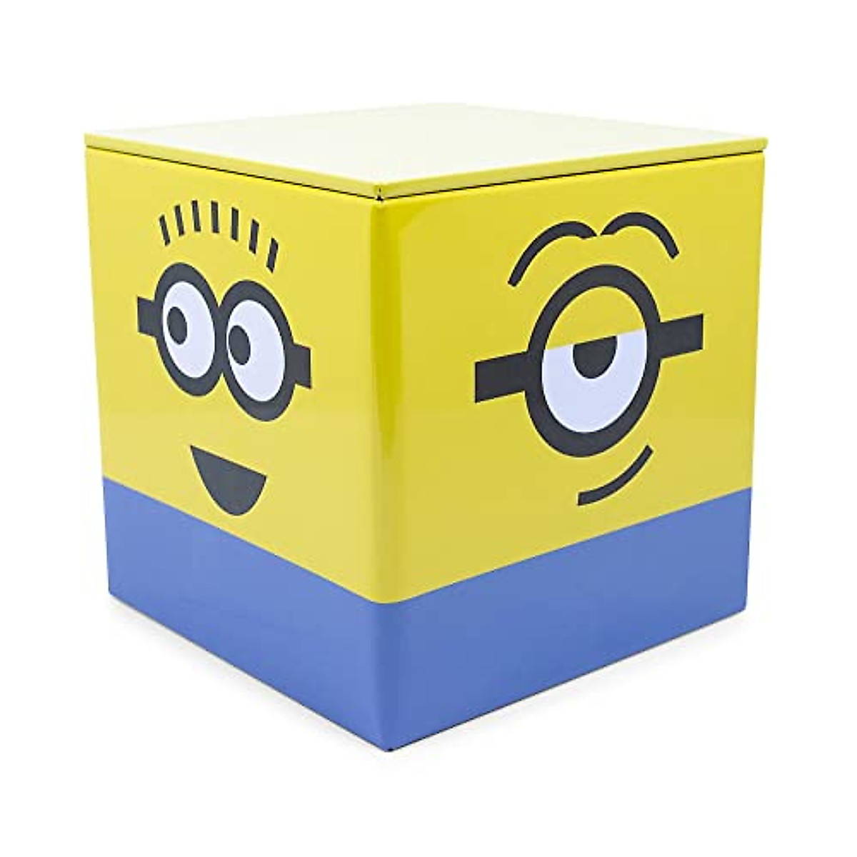 Despicable Me Minions 4-Inch Tin Storage Box Cube Organizer with Lid | Basket Container, Cubby Cube Closet Organizer, Home Decor Playroom Accessories | Cute Gifts And Collectibles