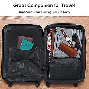 BALEINE Toiletry Bag for Men, Large Travel Toiletries Bags with Water-Resistance Compartment, PU Leather Dopp Kit (Medium, Black)