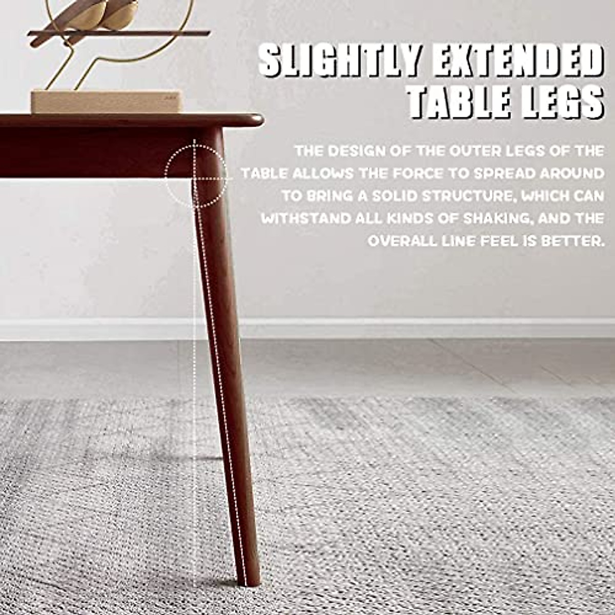 HomeClever, Wood Dining Table, 47.2In x 29In Rectangular Kitchen Table, Modern Home Furniture for Small Spaces, Living Room and Office Wooden Frame Computer Desk (Table Only)