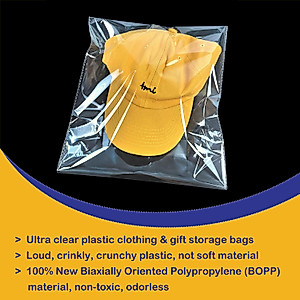 PigPotParty 9"x12", Clear Plastic Cellophane Bags, 100 Count Self Sealing Cello Bags for Packaging T Shirt, Clothes, Product - Plastic Sealable Bags for A4, Letter, Magzines, Book Gift, Artwork