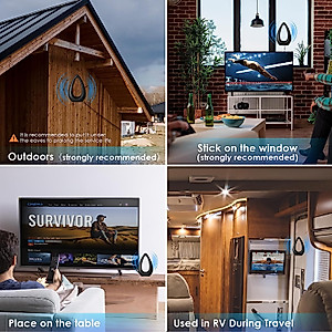 DJGEARIX Antenna HD TV Digital Indoor Window, 520+ Miles Long Range,Smart Switch Amplifier Signal Booster Support 4K 1080P UHF VHF View HDTV Channels,16ft Long Coax Cable