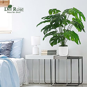 Der Rose 28" Fake Plants Large Artificial Monstera Faux Plants Indoor Tall for Floor Home Office Farmhouse Bedroom Decor