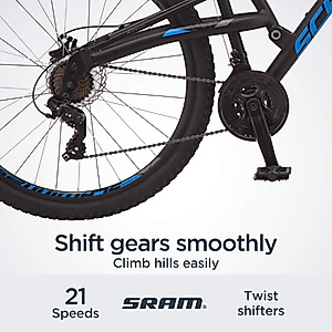 Schwinn S29 Mens and Womens Mountain Bike, 29-Inch Wheels, 21-Speed, 20-Inch Aluminum Frame, Dual-Suspension, Mechanical Disc Brakes, Matte Black
