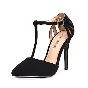 DREAM PAIRS Womens Oppointed-Lacey Fashion Dress High Heel Pointed Toe Wedding Shoes, Black Nubuck - 9.5 (Stiletto, Pumps)