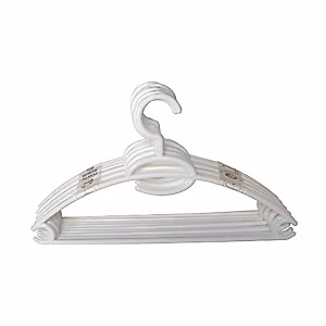 Home Basics Pack of 10 Tubular Plastic Hanger Concave Sides and Center Accessory Hook for Laundry, Closet Heavy-Duty Slim Space Saving (WHITE, 1)