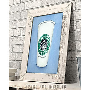 Starbucks Watercolor - Great Coffee Bar Accessories, Dining Room and Kitchen Decor, Coffee Station Display, Starbucks Decoration Gift, Gift for Coffee Lovers, 11x14 Unframed Art Print Poster