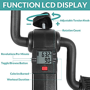 MEETWARM Pedal Exerciser Under Desk Exercise Peddler Arm Leg Folding Mini Stationary Peddler Bike with LCD Display Portable Bicycle Exerciser Machine for Seniors (Teal)