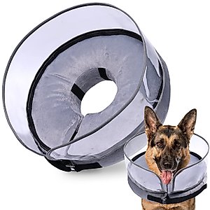 BARKLESS Dog Cone Collar, Inflatable Dog Cone After Surgery for Large Dogs, Soft Dog Cone of Alternative with Enhanced Anti-Licking Guard Shield for Pets, Protective Dog Donut Collar