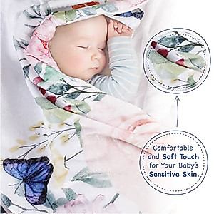 GNEISTO Baby Milestone Blanket for Baby Girl 60"x40"Baby Monthly Milestone Blanket Girl-Large Baby Blanket for Girls-Baby Girl Shower Gift for Nursery Decor-Baby Girl Blanket with Headband and Frames