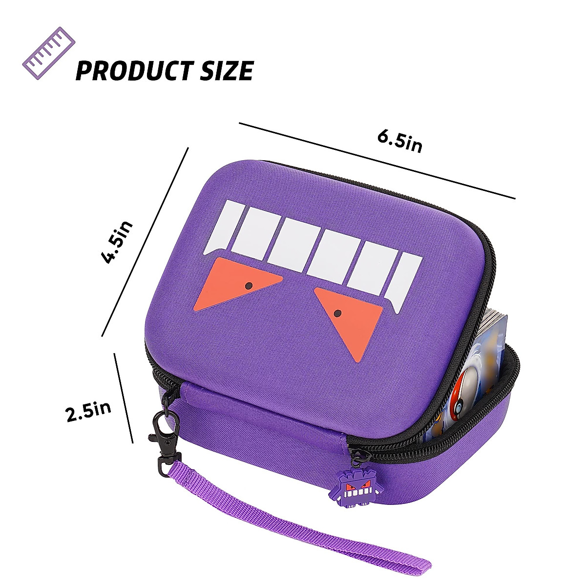 RHCOM Carrying case Compatible with PM Cards, Gifts for Boys, Cards Storage Box fits Yugioh, Magic MTG Cards and PM, Holds 500 Cards(Purple)