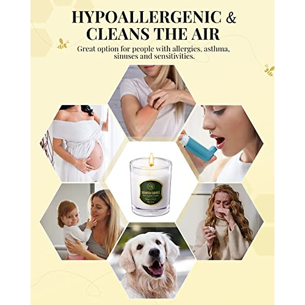 Veda Tinda Scent Freesia Scented Candles for Home, Natural Beeswax Candles 7.4oz, Luxury Fragrance Glass Jar Candle Housewarming Gift for Women, Over 55 Hours of Burn Time