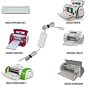 Power Cord Replacement DC18V 3A Charger Compatible with Cricut Cutting Machine Explore Air 2/Maker/Explore/Explore Air/Explore One/Expression/Expression 2/Create/Cake/Mini/Cake Mini/Original… (White)