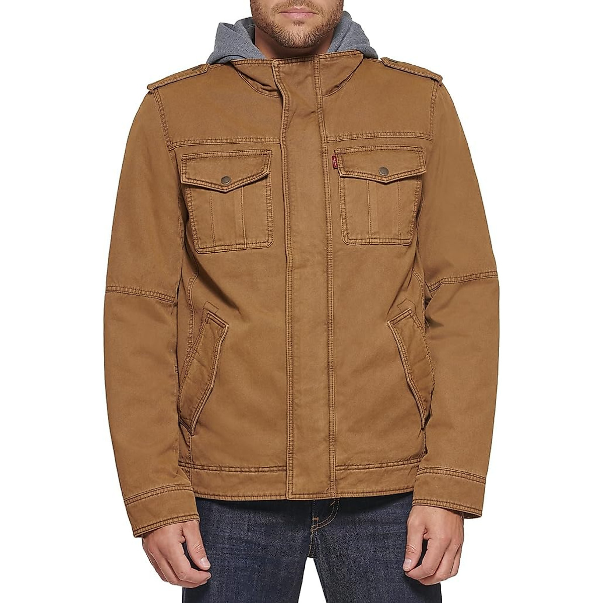 Levi's mens Four-pocket Hooded Jacket, Brown, Large US