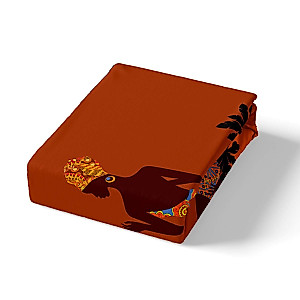 African Woman Themed Duvet Cover Brown African Pattern Bedding Set Ethnic Afro Giraffe Comforter Cover for Women Adults Room Decor Black Palm Tree Print Bedspread Cover Queen Size With 2 Pillow Case