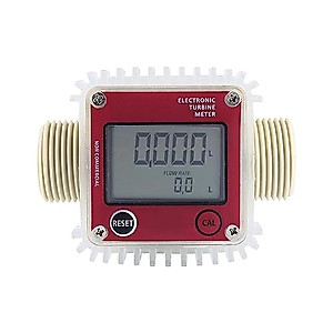 XAXAX Water Flow Meter, 1pc K24 Digital Oil Fuel Meter, Gauge Meter for Chemicals Liquid Water Ultrasonic Hot in Industrial Commercial,Gallon, QTS, PTS, L, m³(Red Horizontal)