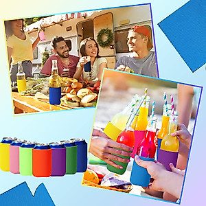 100 Pack Blank Beer Can Cooler Sleeves Soft Insulated Reusable Drink Cooler Bulk Collapsible Sublimation Can Cooler Sleeves for Wedding Party Supplies, 15 Multicolor