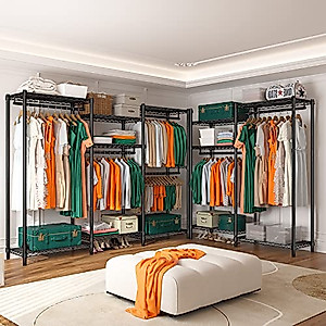 Raybee Clothes Rack for Hanging Clothes Rack Heavy Duty Clothing Rack Load 840 LBS Metal Clothing Racks for Hanging Clothes Rack Heavy Duty Adjustable Wire Garment Rack 76.8" H x 68.8" W x 16.8" D