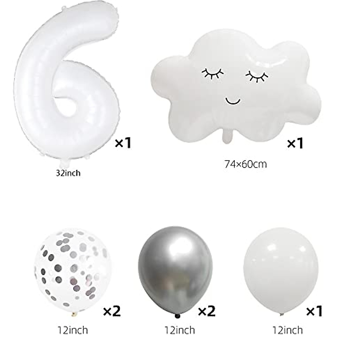 On Cloud 6 White Balloons Banner on Cloud 6TH Birthday Party Decorations for 6 Year Old Girl 6th Birthday Party Invite Decorations, 6 Years Old Birthday Balloon,6th Party Supplies Cloud Balloon
