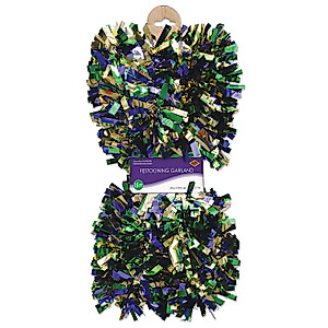 Beistle Metallic Festooning Garland Party Accessory, Mardi Gras Decorations, 4" x 15', Gold/Green/Purple