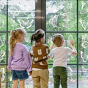 41 PCS Large Butterfly Window Clings - Double Sided White Butterflies Stickers, Reusable Window Decals Bird Alert Static Clings for Door, Glass Decoration, Prevent Bird Strikes (9 Sheets)