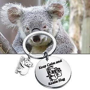 WSNANG Koala Bear Gift Keep Calm and Koala Hug Keychain Animal Lover Jewelry Koala Lover Gift for Family Friends (Koala KC)