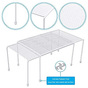 yaenoei Expandable Stackable Kitchen Cabinet and Counter Shelf Organizer,Kitchen Shelves, Cabinet Organization,White