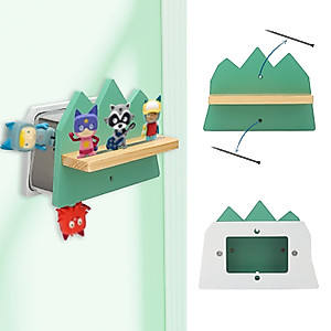 Taladad for Tonie Shelf Tonies Figures Storage,Magnetic Wooden Floating Shelves Compatible with Tonie Box Player Character for Children Room (Hill)