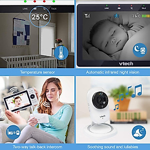 VTech RM5752 Wi-Fi 1080p HD Video Monitor with Remote Access, White (Renewed)