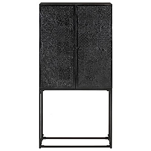 WEMYUFURN Sideboard Black 23.6"x11.8"x47.2" Solid Acacia and Mango Wood, Buffet Cabinet, Storage Sideboard,Coffee Bar Cabinet, Kitchen Buffet Storage Cabinet for Dinning Room, Kitchen and Living Room