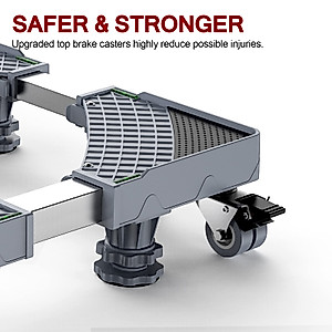 HQO LOVL Fridge Stand Mobile Base With 4 Locking Wheels And 4 Strong Feet, 19.7”-27.5” Adjustable Furniture Dolly for Washer Dryer Washing Machine Stand Pedestal, Refrigerator (KBN-10White)