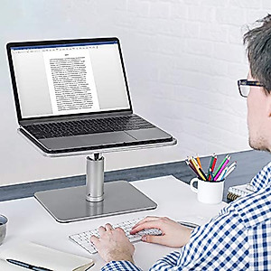 Mount-It! Adjustable Height Laptop Stand for MacBook Pro | Wide Platform Laptop & Monitor Desk Riser | Ergonomic Desk Riser Stand for MacBook and 11-15 Inch Laptops | 24-32 Inch Monitor Stand Riser