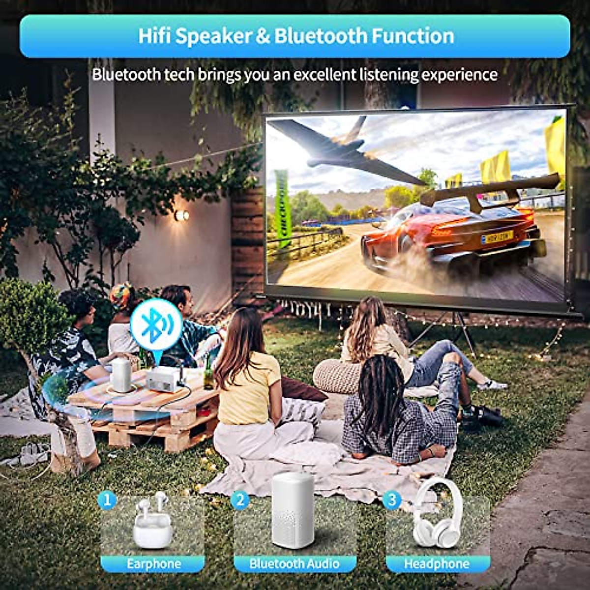Mini Projector Built in DVD Player, FELEMAN 1080P HD Portable Bluetooth Projector with HiFi Speaker, 8500L Home Theater Movie Projector Compatible with HDMI/TV Stick/AV/USB/Smartphone