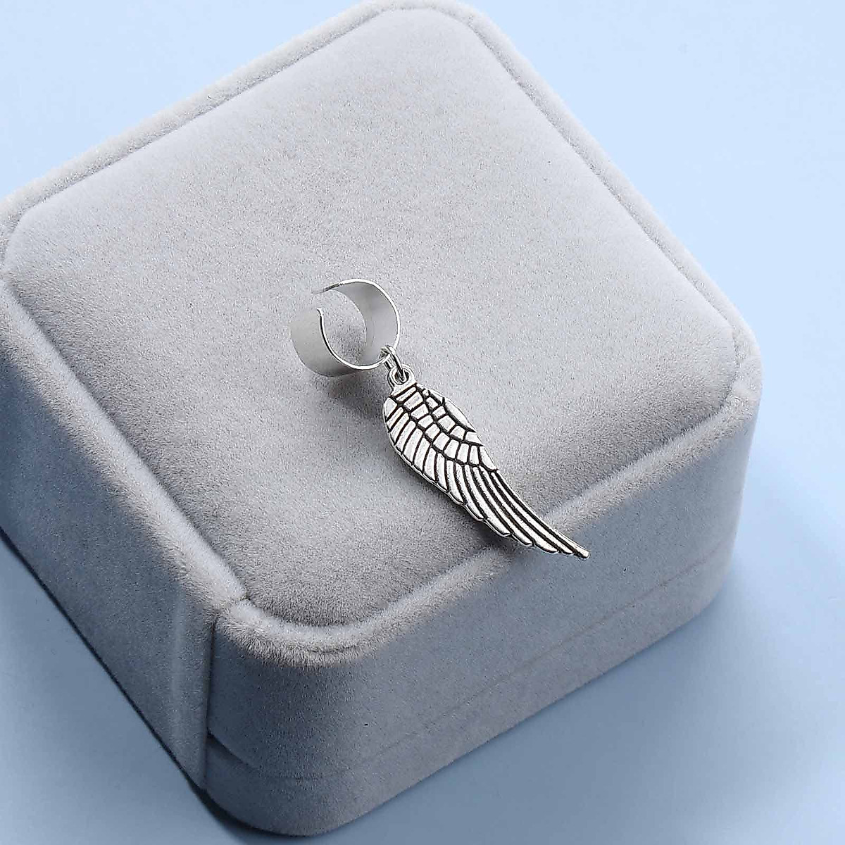 Yheakne Boho Angel Wing Cuff Earrings Silver Ring Cartilage Earrings with Dangle Wing Ear Cuffs Earrings Clip Wrap Earrings Helix Earrings Jewelry for Women and Girls