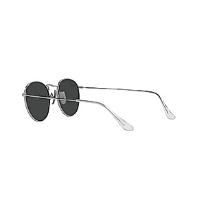 Ray-Ban RB8247 Round Titanium Sunglasses, Silver/Black Polarized, 50 mm