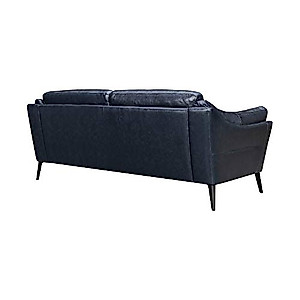 Armen Living Franz 87" Modern Leather Sofa, Blue Midnight