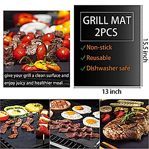 ROMANTICIST 30pcs BBQ Grill Tool Set for Men Dad, Heavy Duty Stainless Steel Grill Utensils Set, Non-Slip Grilling Accessories Kit with Thermometer, Mats in Aluminum Case for Travel, Outdoor Brown