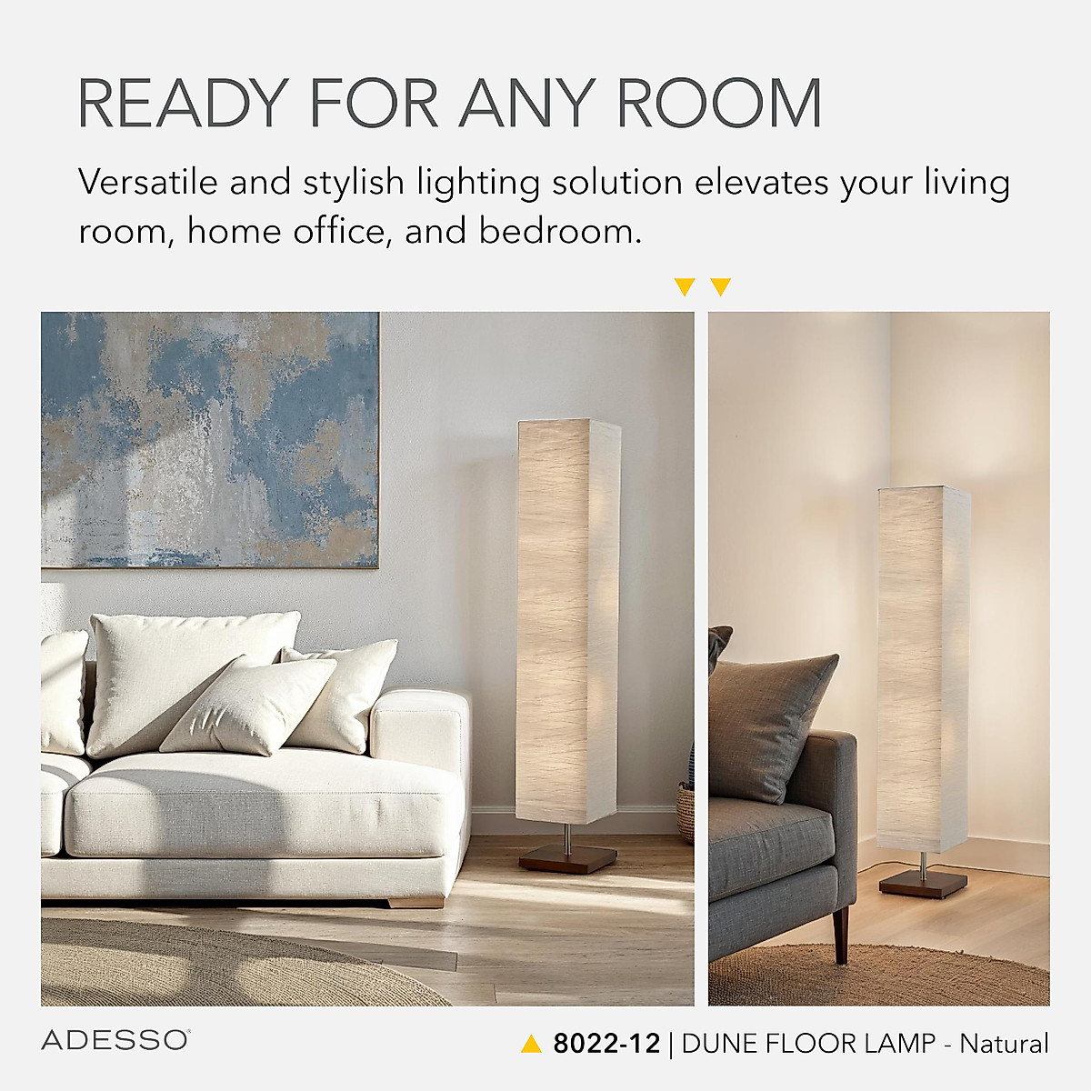 Adesso Home 8022-12 Transitional Three Light Floor Lamp from Dune Collection in Pwt, Nckl, B/S, Slvr. Finish, Beige