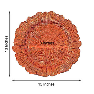 Tiger Chef Charger Plates - Orange Plate Chargers for Dinner Plates - Wedding Décor Place-mats (6, Orange Reef)