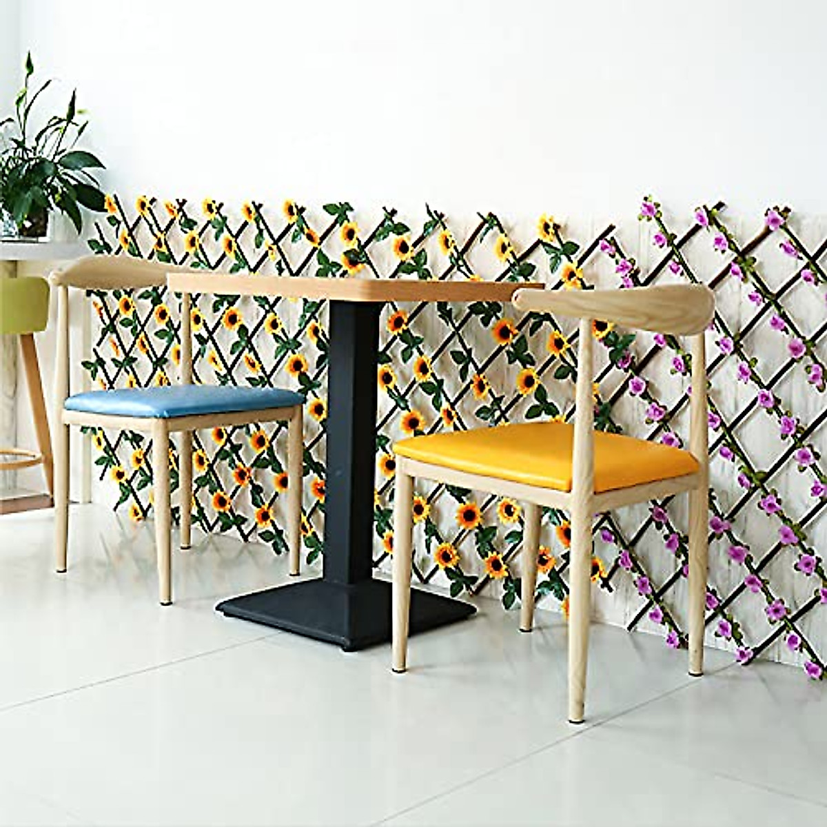 SMLJFO Artificial Sunflower Privacy Fence Screen Plant Vine Hanging Garland Ivy Leaf Stretchable Fence for Home Garden Porch Patio Home Decor/Yellow 15.7in