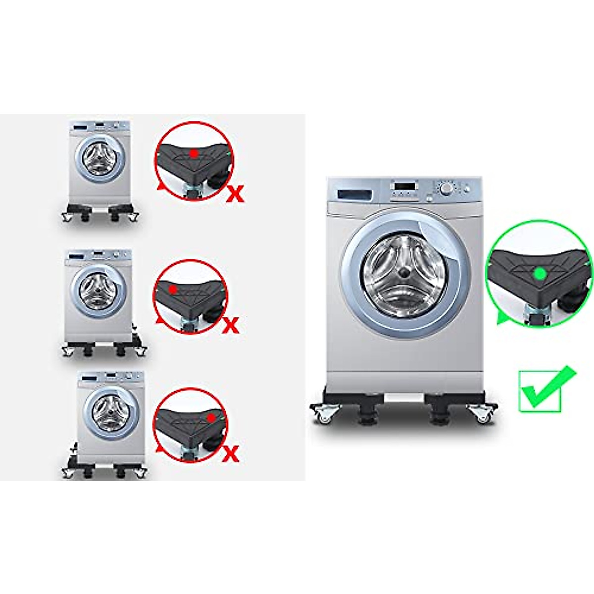 I'SMARTMOON Mini-Fridge-Stand 4 Strong Feet，Adjustable Dolly Washing Machine Stand Base，for Furniture Portable Refrigerator Dryer Stand Black…