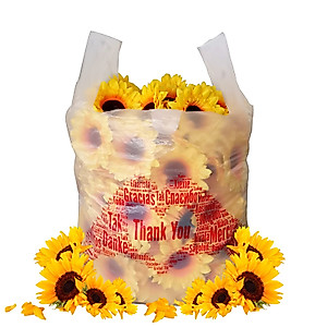 Thank You T-Shirt Bags Shopping Merchandise Bags Pack of 100 Reusable and Disposable Grocery Bags 12" x 6.5" x 20" 30 mic Standard Supermarket Size White Bag Take Out / To Go Bags for Restaurant