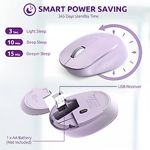 Trueque Wireless Mouse E702 2.4GHz Portable Computer Mouse with USB Receiver, Comfortable Silent Mice for Laptop, Chromebook, PC, Notebook, Desktop, Windows, Mac (Purple)